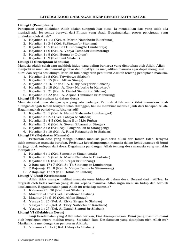 Liturgi Koor Gabungan HKBP Resort Kota Batak | PDF