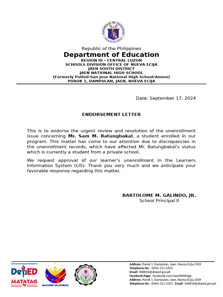 Endorsement Letter | PDF