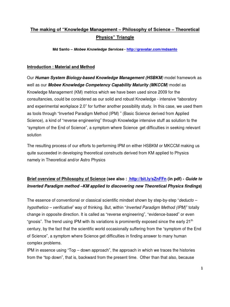 The Making of Triangle: Knowledge Management - Philosophy of Science ...