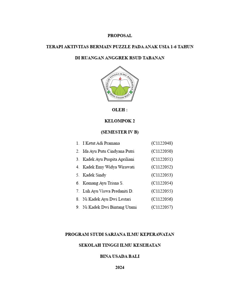 Proposal Terapi Bermain Puzzle | PDF