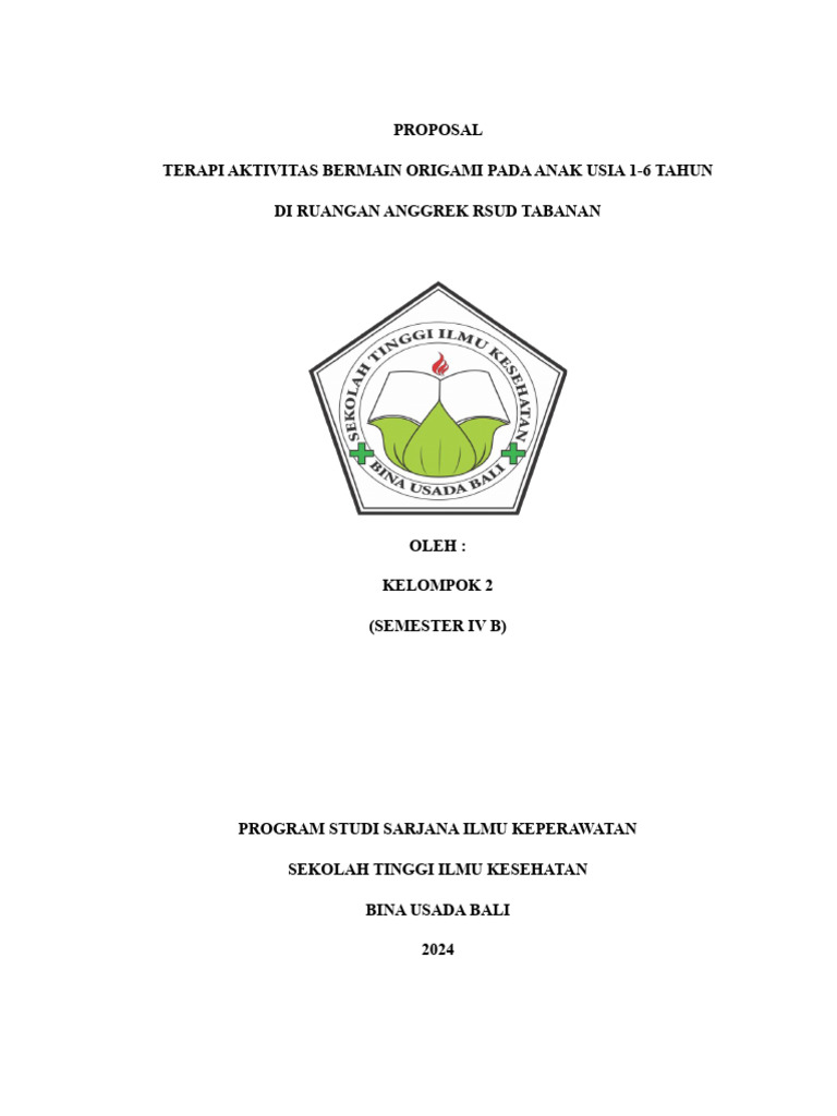 Proposal Terapi Bermain Origami | PDF