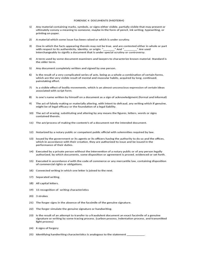 FORENSIC 4 DOCUMENTS MIDTERM | PDF