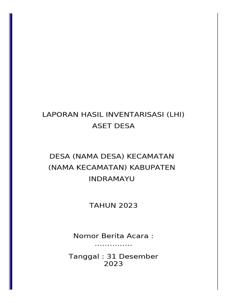 Format Laporan Hasil Inventaris Aset Desa - Revisi 1 | PDF