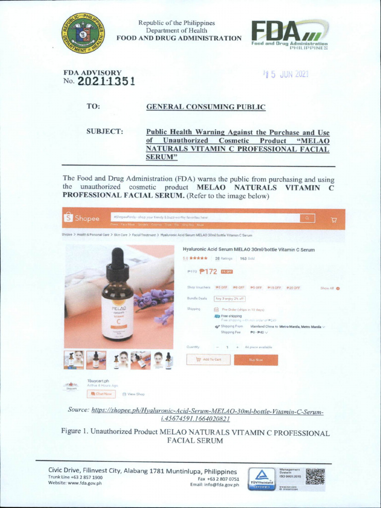 FDA Advisory No.2021 1351 | PDF