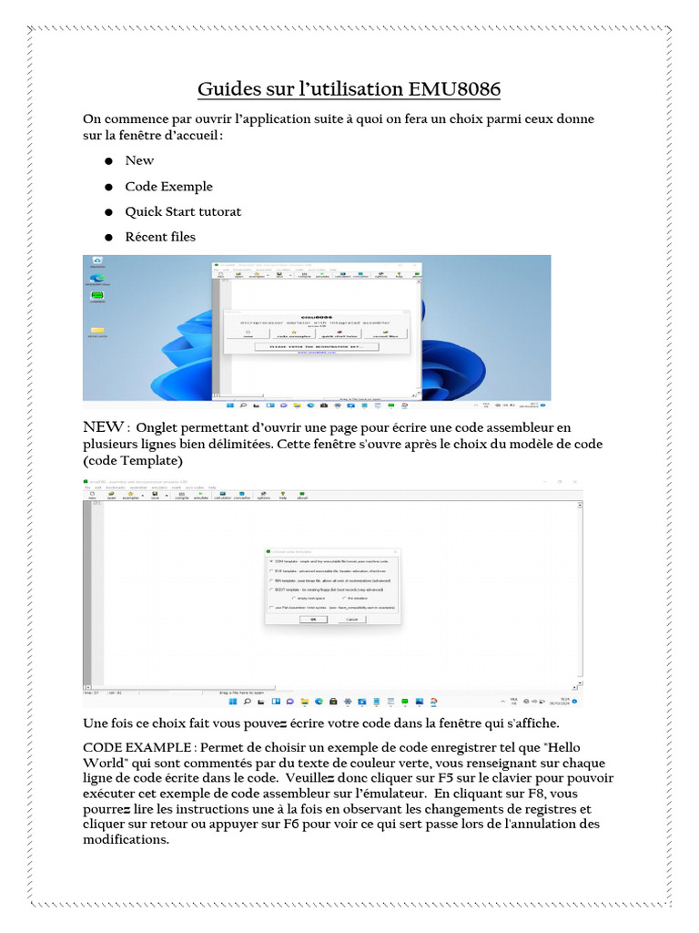 Guides Sur L'utilisation EMU8086 | PDF