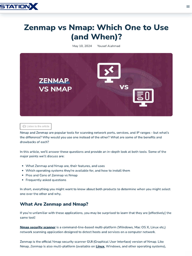 Zenmap Vs Nmap - Which One To Use and When | PDF