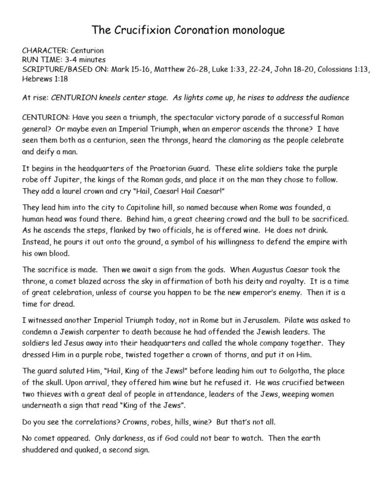 The Crucifixion Coronation Script | PDF | Jesus | Ancient Rome