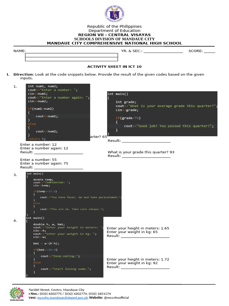 Activity Sheet 3 | PDF