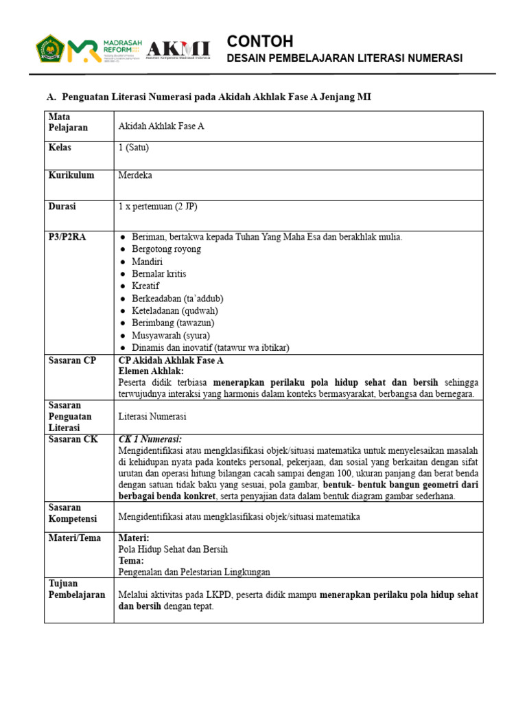 Desain Pembelajaran Literasi Numerasi | PDF