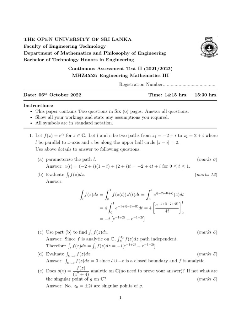 CAT II With Model Answers | PDF | Eigenvalues And Eigenvectors | Functional Analysis