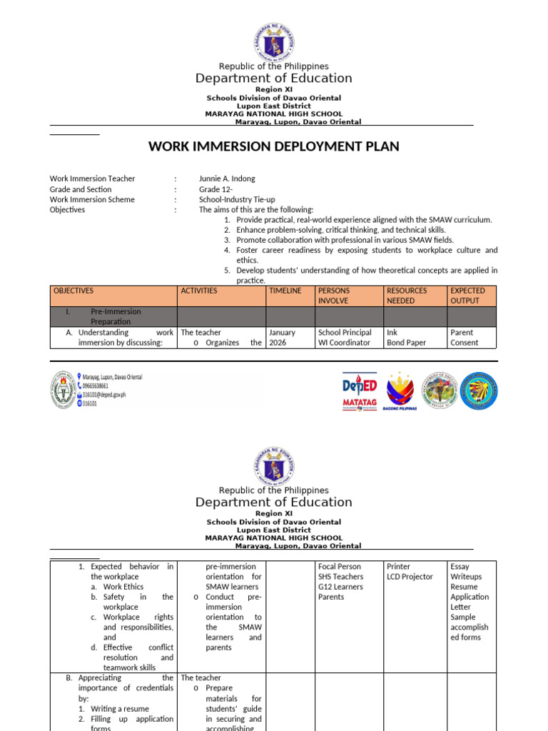 Immersion Deployment Plan | PDF