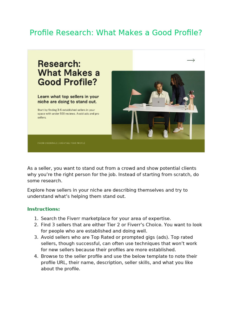 Seller Profile Research | PDF