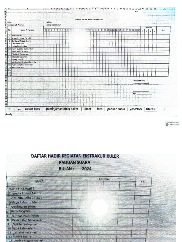 Daftar Hadir Kegiatan Ekstra | PDF