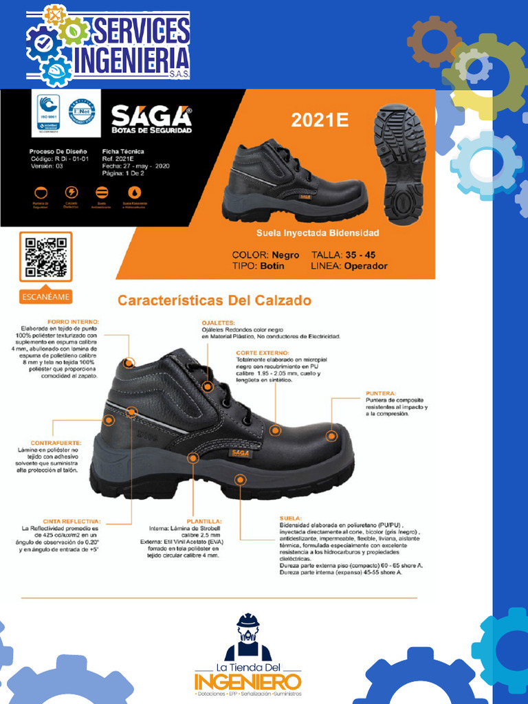 FICHA TECNICA BOTA SAGA 2021 PARA OPERARIO | PDF