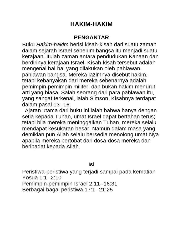 Pengantar Kitab Hakim-Hakim | PDF