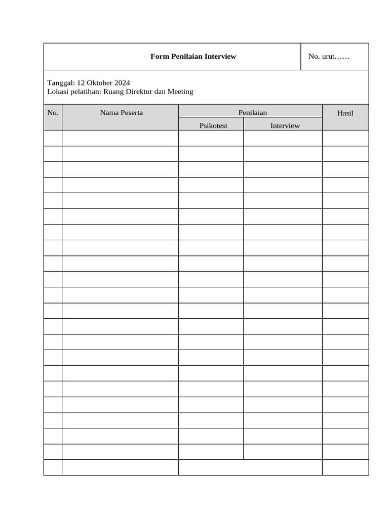 Form Penilaian Interview - Revisi | PDF
