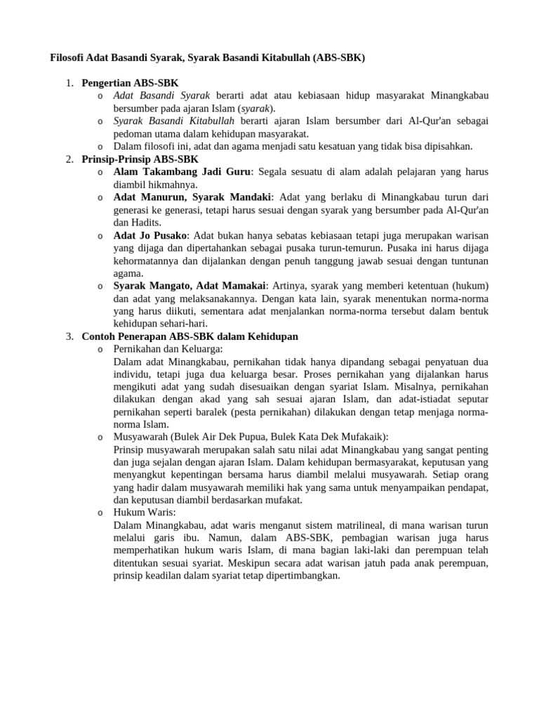 Filosofi Adat Basandi Syarak | PDF