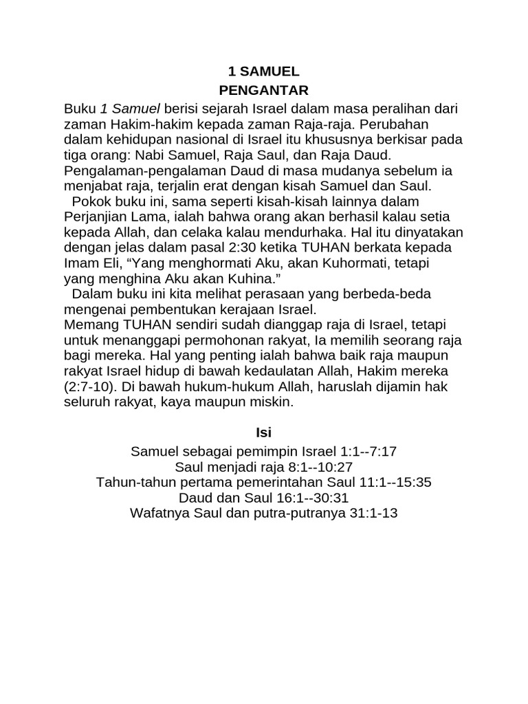 Pengantar Kitab 1 Samuel | PDF