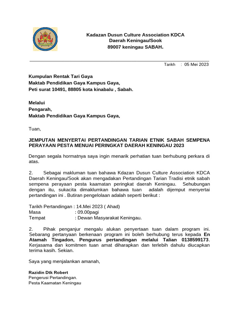 Surat Jemputan Maktab Gaya | PDF