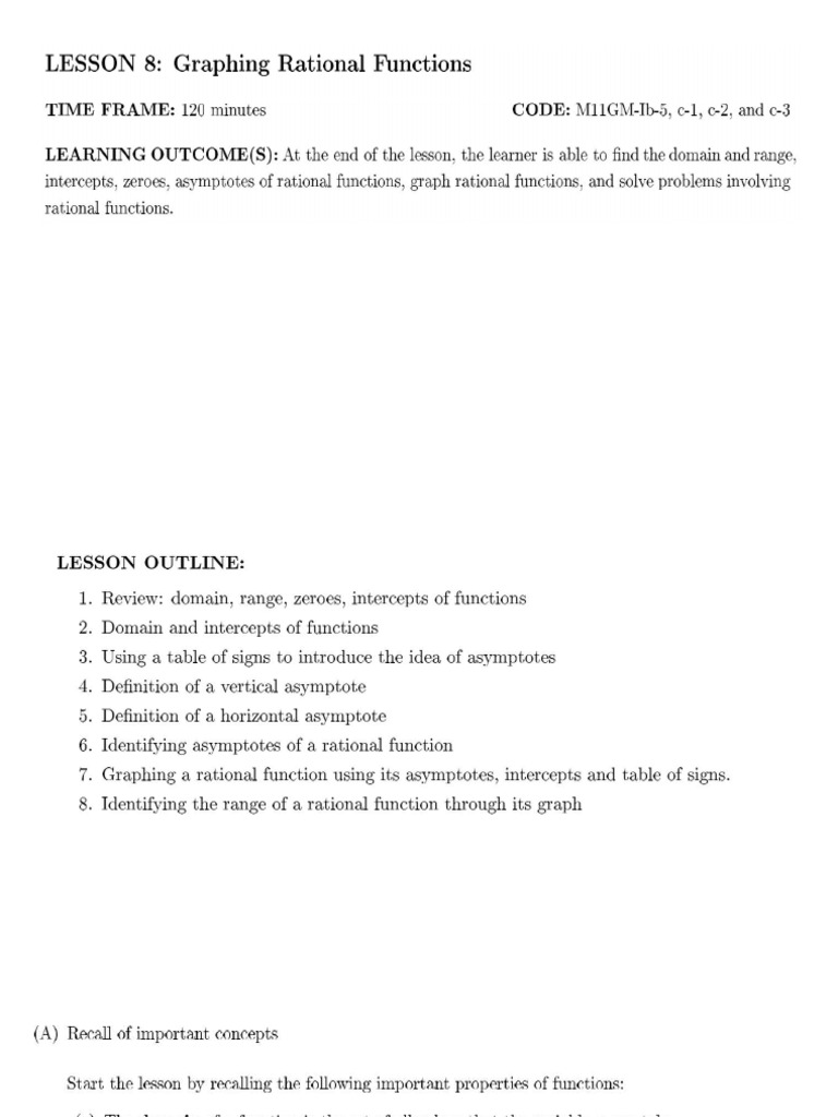 GenMath L8 - Graphing of Rational Functions | PDF