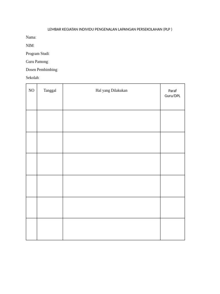 Lembar Kerja Individu (PLP) | PDF