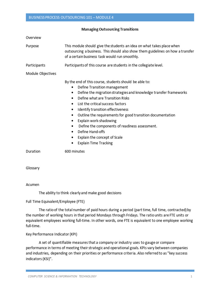 BPO1 - Module 4 | PDF