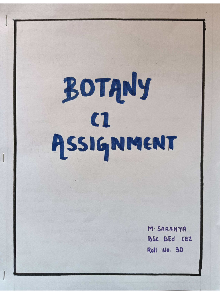 Botany Assignment | PDF