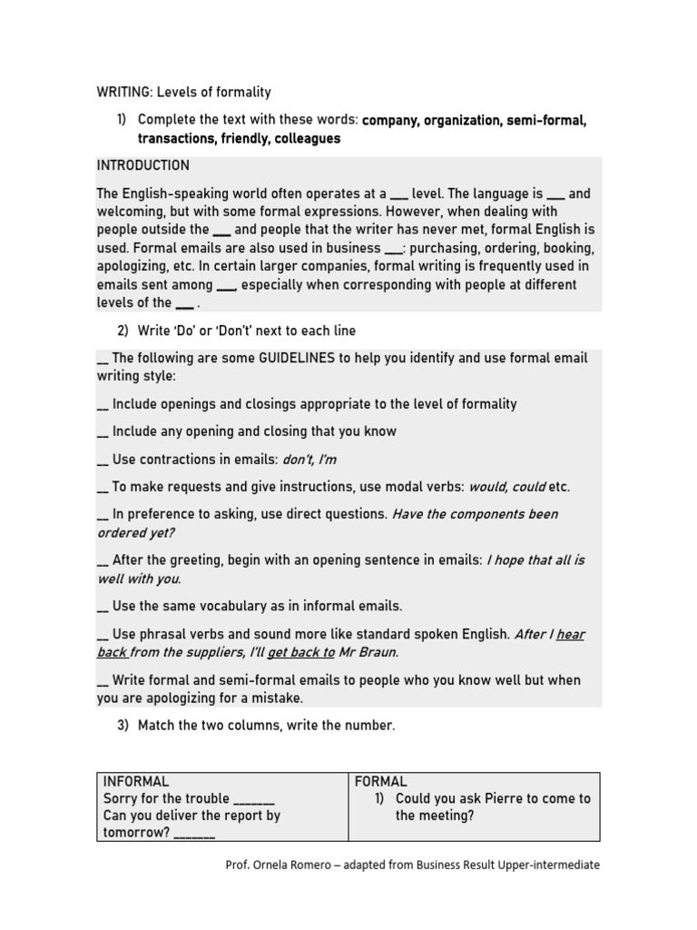 Levels of Formality | PDF