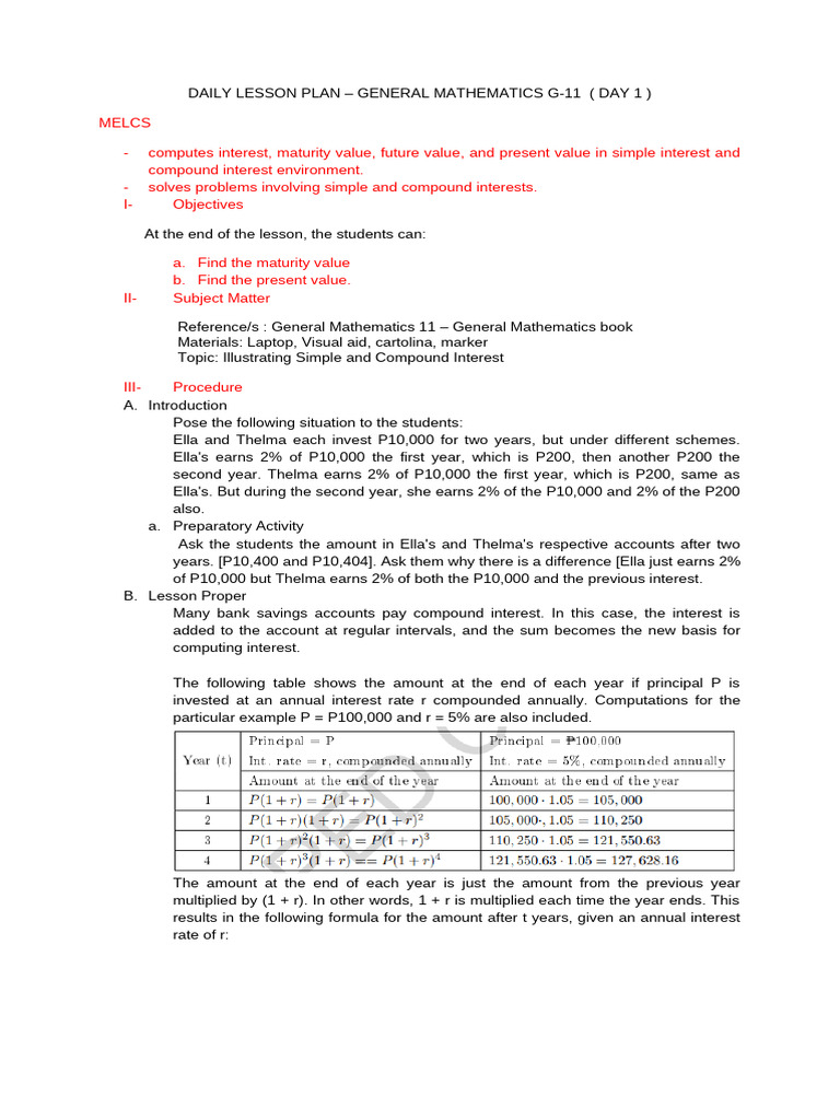 Gen Math - Week 2 | PDF | Interest | Compound Interest