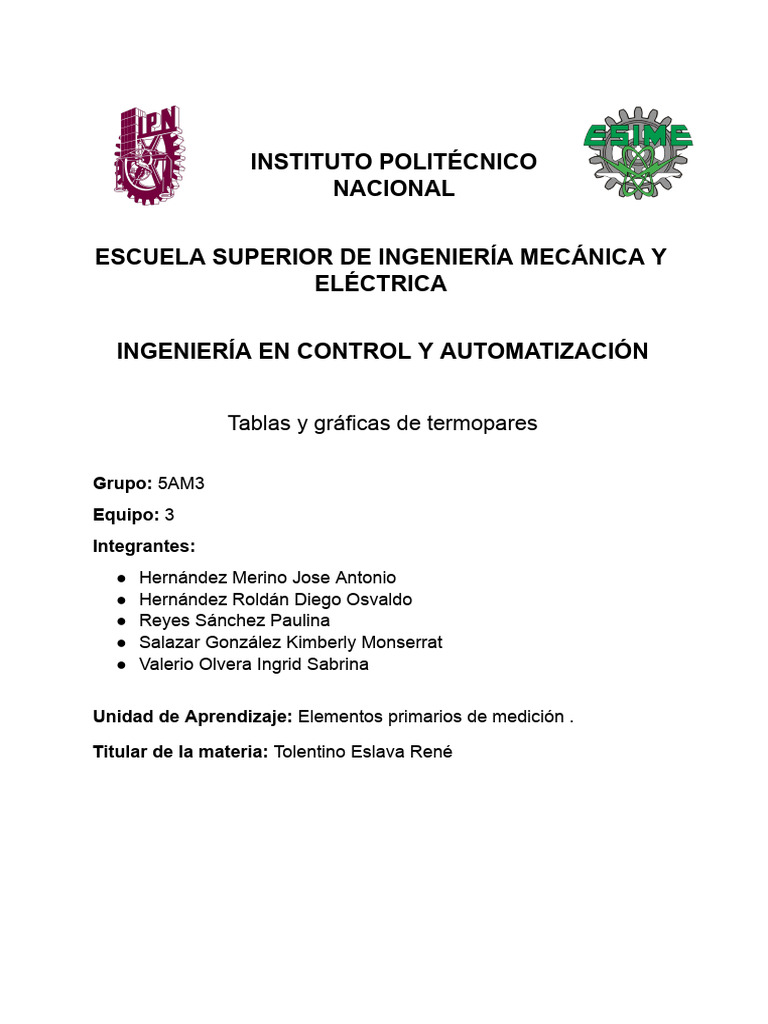 Tablas de Termopares: Datos y Gráficas | PDF | Temperatura ...