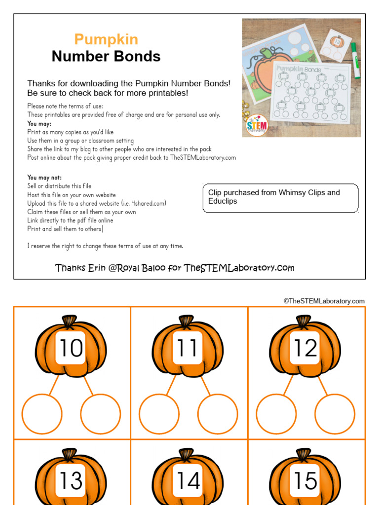 STEM Ladoratory Pumpkin Number Bonds | PDF