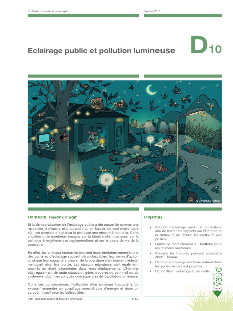 Fiche D10 Eclairage Public Et Pollution Lumineuse | PDF