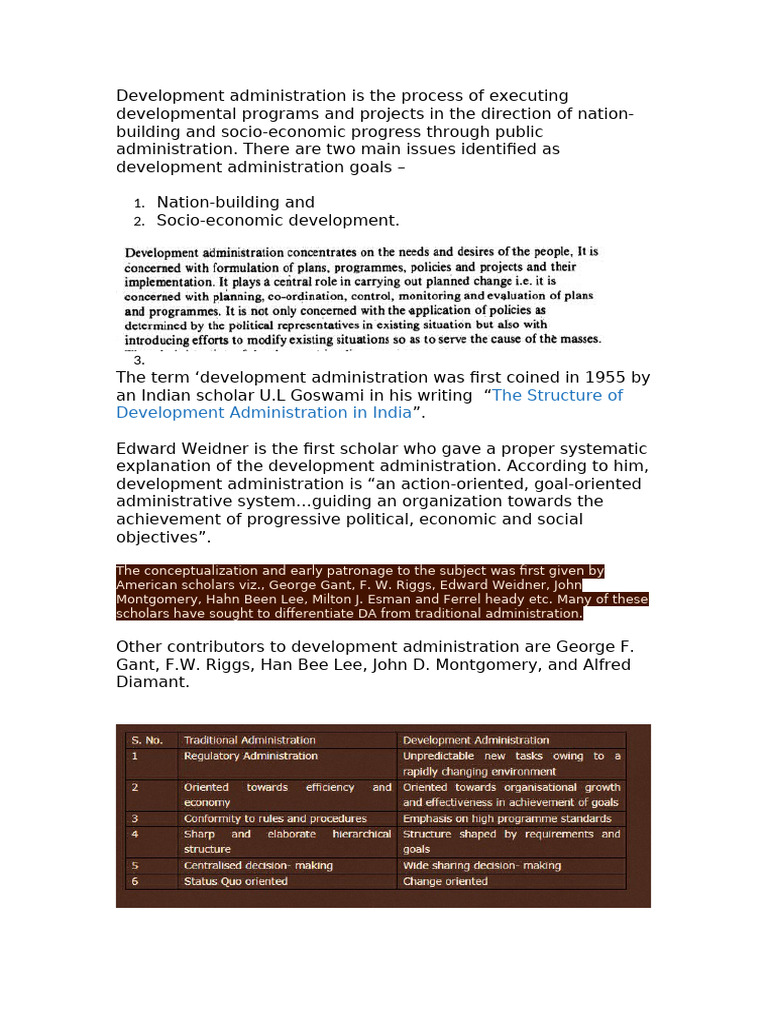 Development Administration Is The Process of Execu | PDF