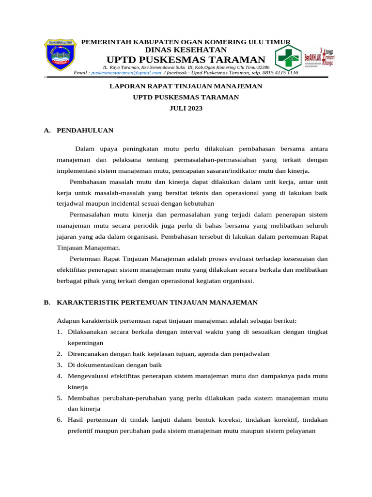 LAPORAN RTM JULI 2023 New | PDF