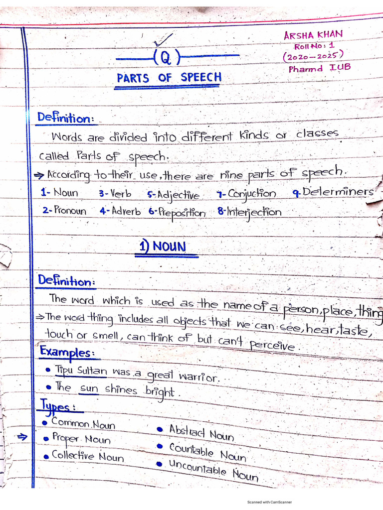 Parts of Speech | PDF