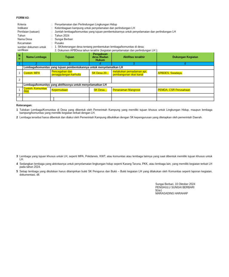 Form A3 Pdf