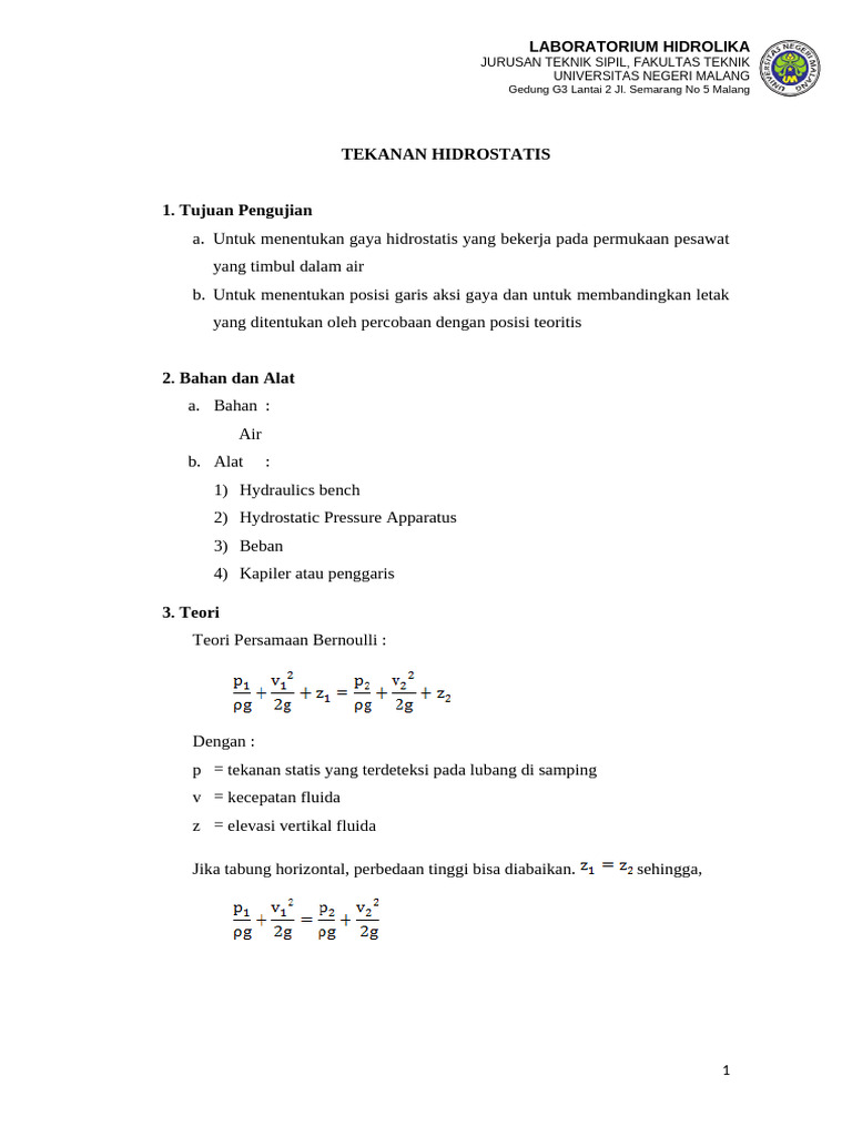 Laporan 6 Tekanan Hidrostatis | PDF
