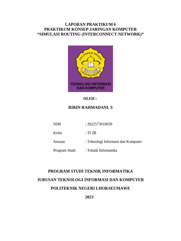 Laporan 6 Simulasi Routing | PDF