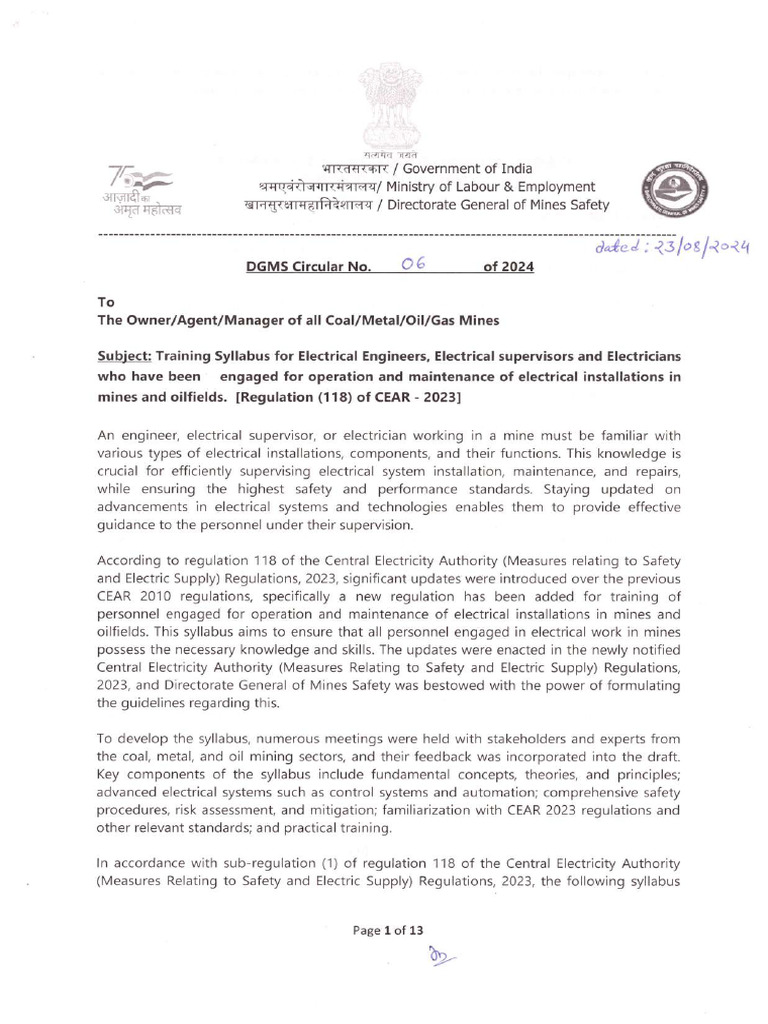 Dgms Circular No.06 of 2024 - Compressed | PDF