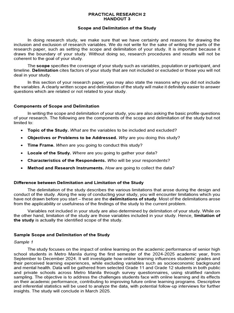 3.scope and Delimitation | PDF