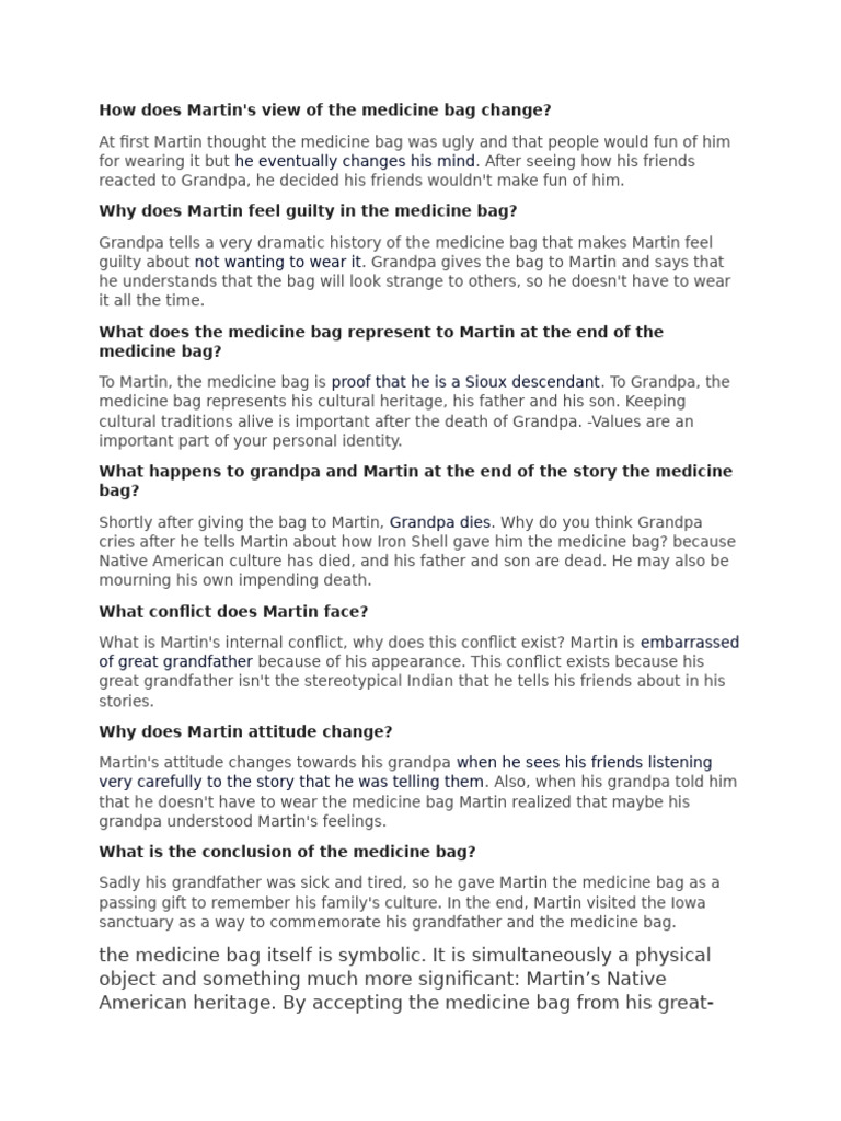 The Medicine Bag Analysis | PDF