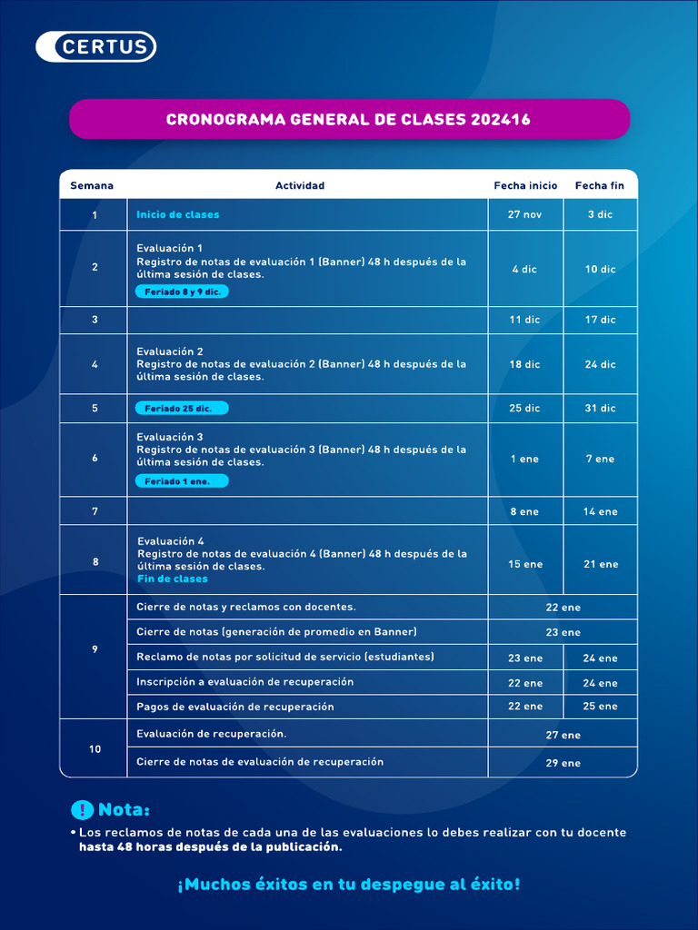 Calendario Académico 202416 - Adelanto | PDF