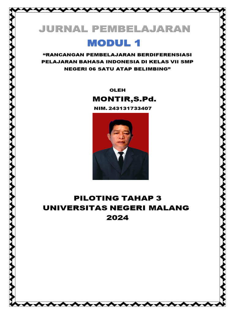 Jurnal Pembelajaranku Modul 1 - Montir | PDF
