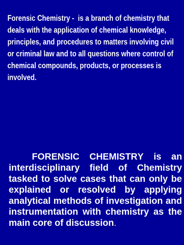 Forensic Chem 2012-Revised - Chem - 2 - PPT | PDF | Crime Scene ...