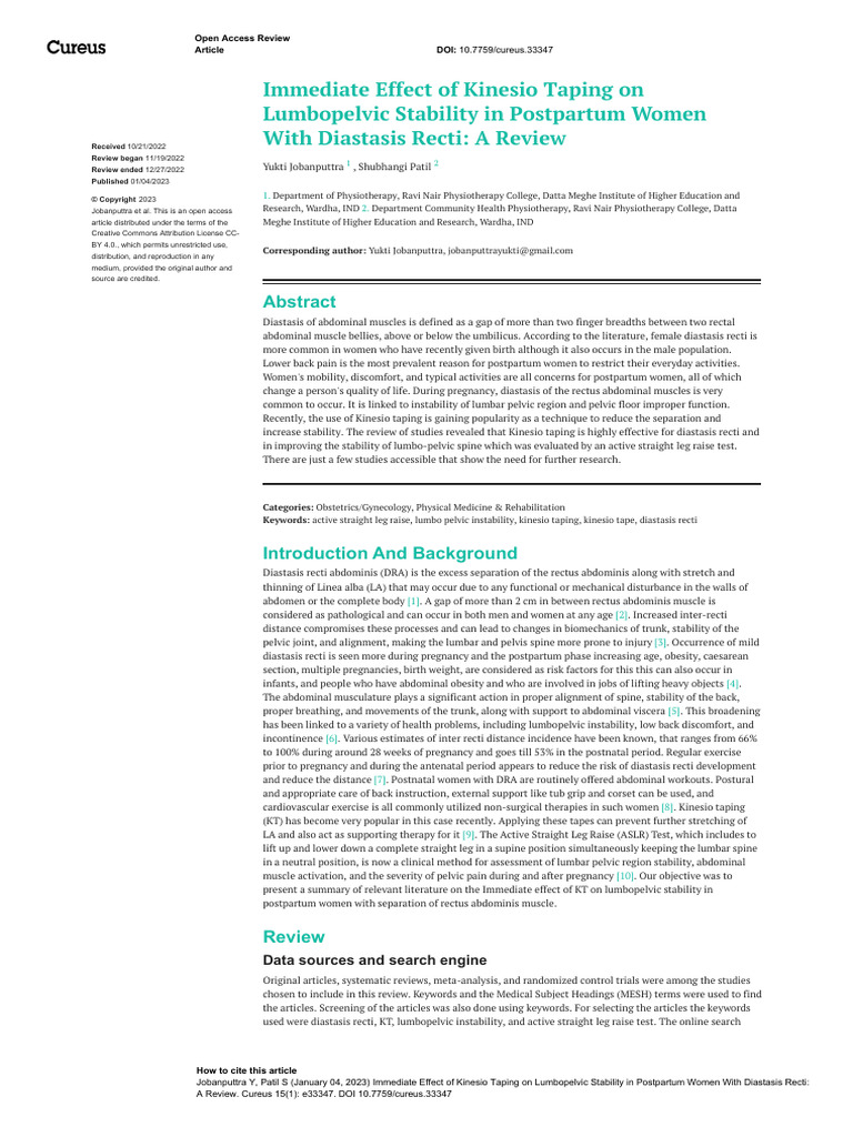 Immediate Effect Of Kinesio Taping On Pdf