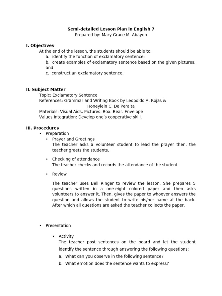 4as Lesson Plan | PDF