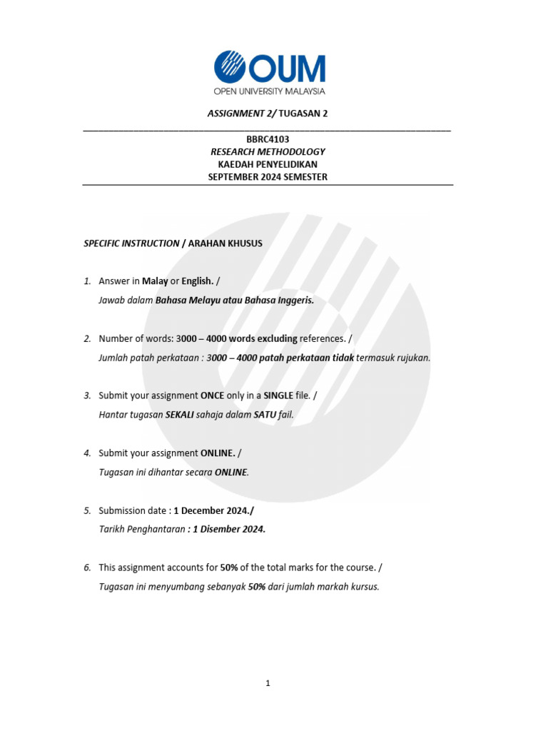 Assignment Question 2 - BBRC4103 Research Methodology | PDF ...