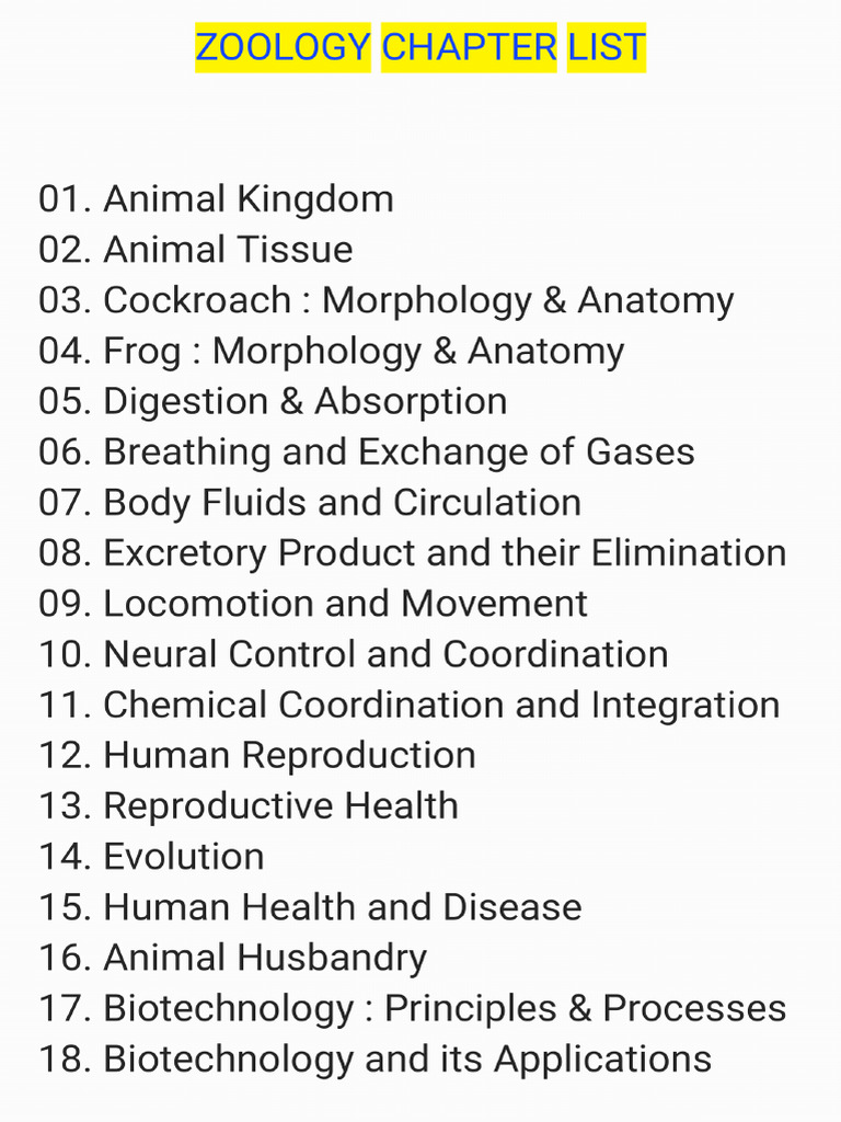 Zoology Chapter List | PDF