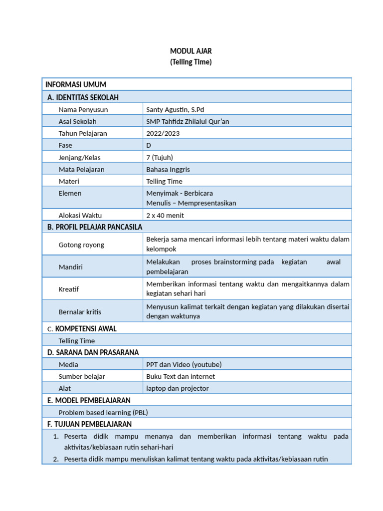 Modul Ajar Tema Times | PDF