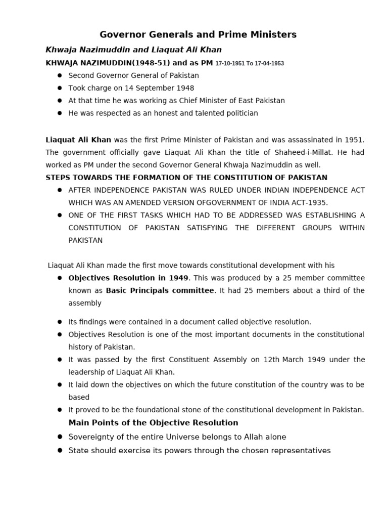 Governor Generals and Prime Ministers | PDF